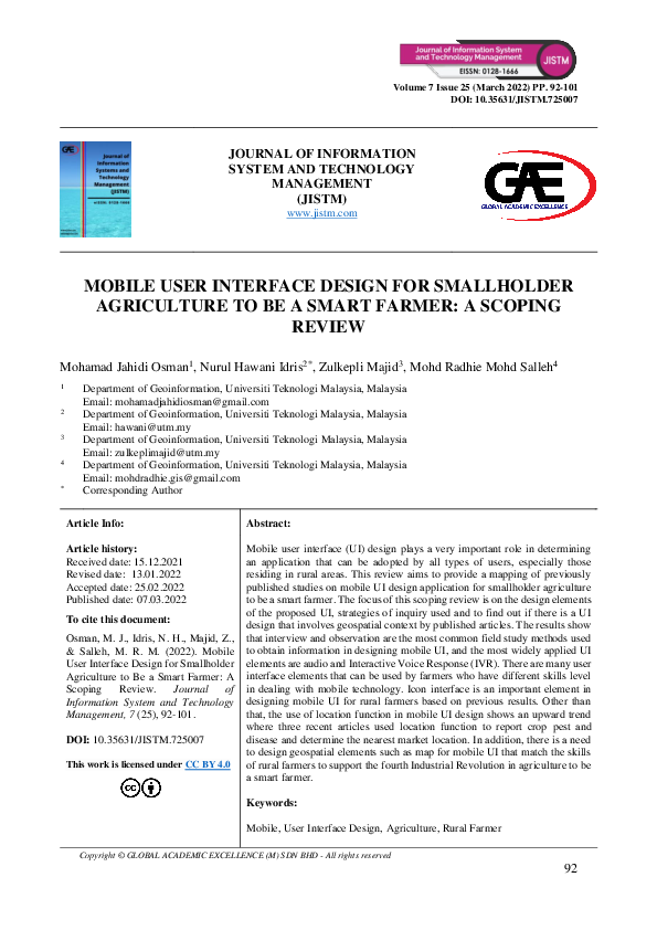 (PDF) Mobile User Interface Design for Smallholder Agriculture to Be a Smart Farmer: A Scoping ...