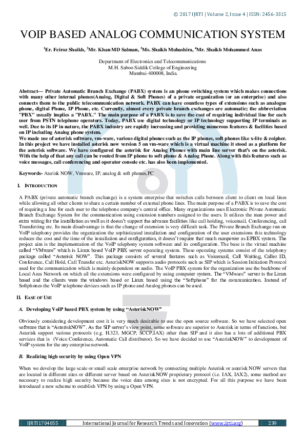 (PDF) Voip Based Analog Communication System