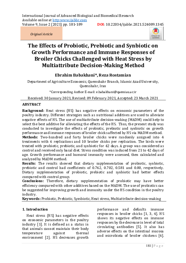 (PDF) The Effects of Probiotic, Prebiotic and Synbiotic on Growth ...