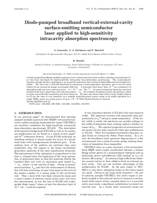 (PDF) Diode-pumped broadband vertical external cavity surface emitting semiconductor lasers ...
