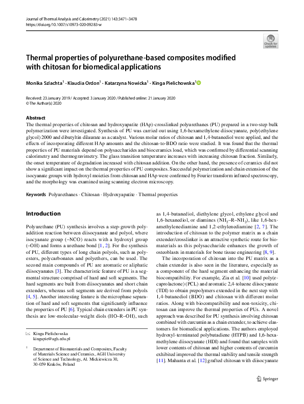 (PDF) Thermal properties of polyurethane-based composites modified with ...