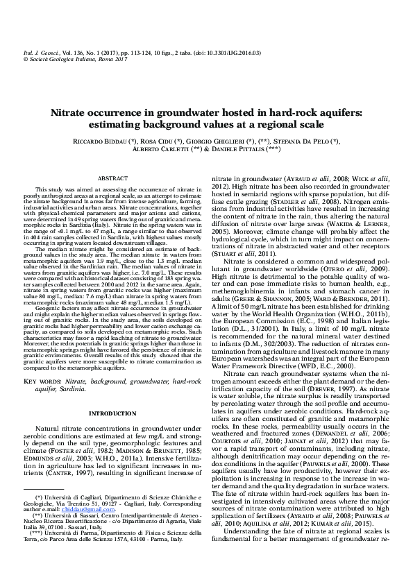 (PDF) Nitrate occurrence in groundwater hosted in hard-rock aquifers ...