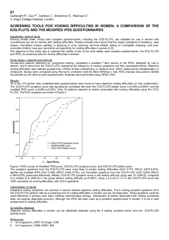 (PDF) Screening tools for voiding difficulties in women: a comparison ...