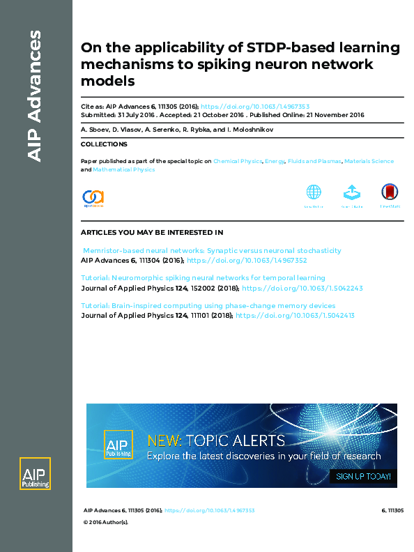 (PDF) On the applicability of STDP-based learning mechanisms to spiking ...