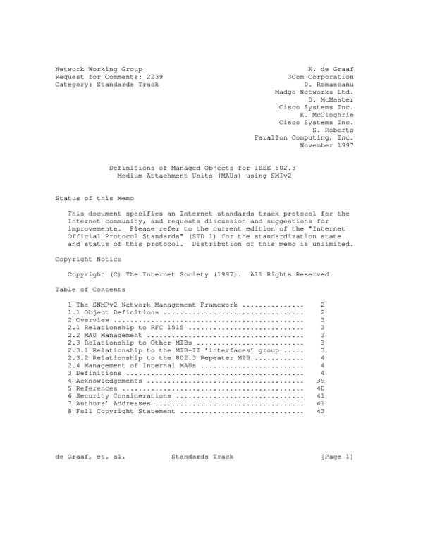 (PDF) Definitions of Managed Objects for IEEE 802.3 Medium Attachment Units (MAUs) using SMIv2 ...