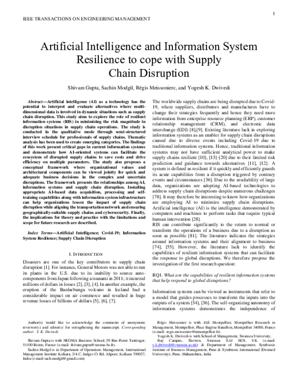 (PDF) Artificial Intelligence and Information System Resilience to Cope ...