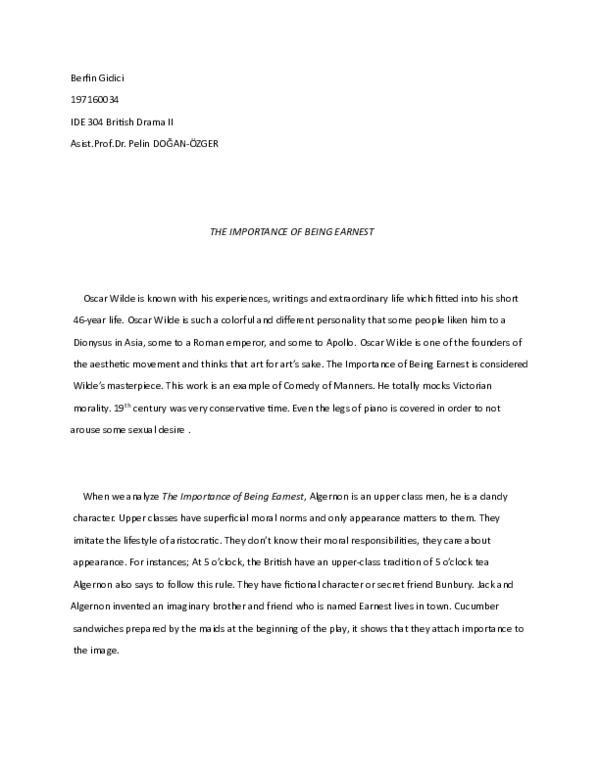 (PDF) THE IMPORTANCE OF BEING EARNEST