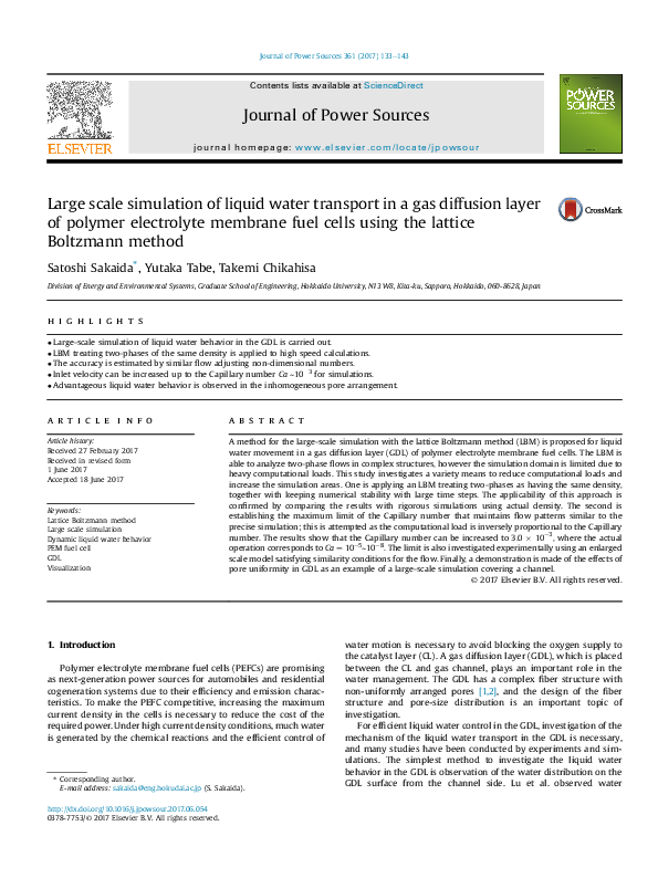 (PDF) Large scale simulation of liquid water transport in a gas diffusion layer of polymer ...