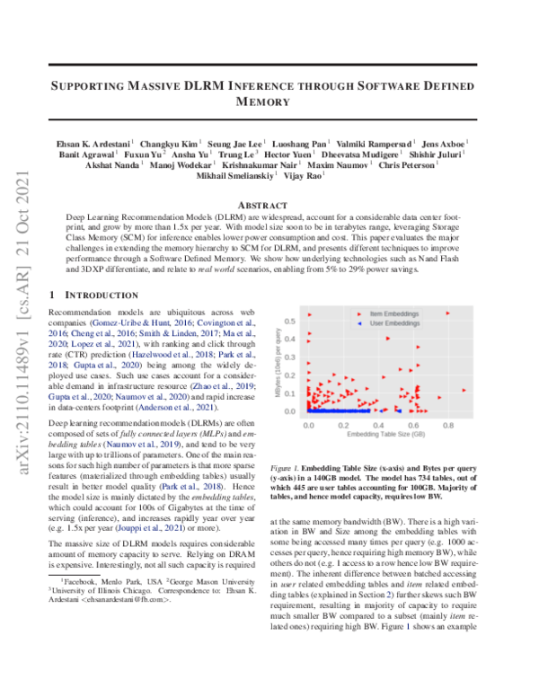 (PDF) Supporting Massive DLRM Inference through Software Defined Memory
