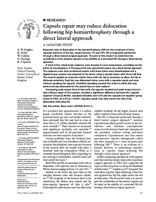 (PDF) Capsule repair may reduce dislocation following hip ...
