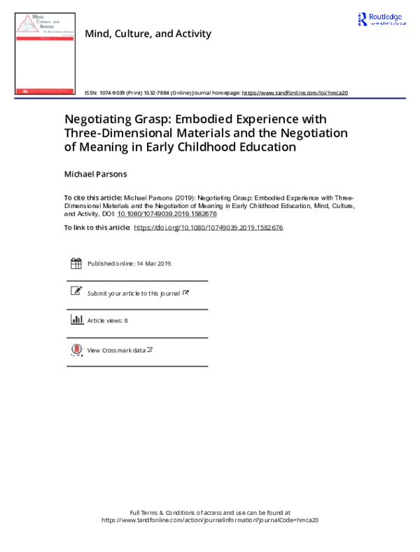 (PDF) Negotiating Grasp: Embodied Experience with Three-Dimensional ...