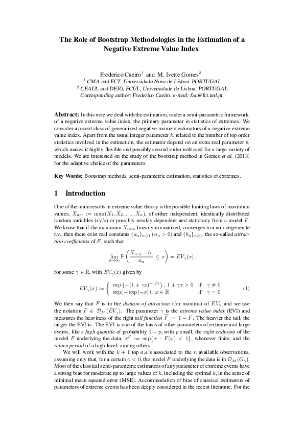 (PDF) The Role of Bootstrap Methodologies in the Estimation of a Negative Extreme Value Index