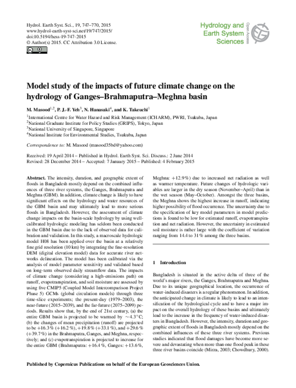 (PDF) Model study of the impacts of future climate change on the hydrology of Ganges–Brahmaputra ...