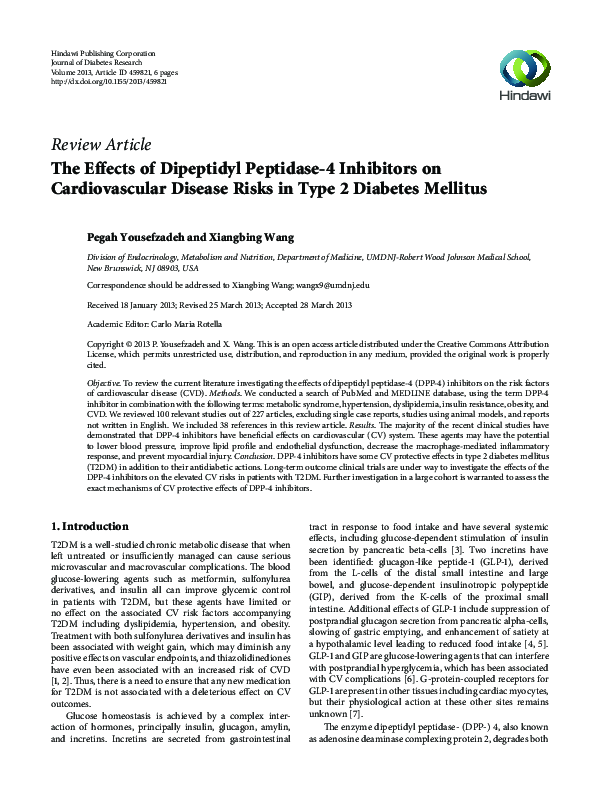 (PDF) The Effects of Dipeptidyl Peptidase-4 Inhibitors on Cardiovascular Disease Risks in Type 2 ...