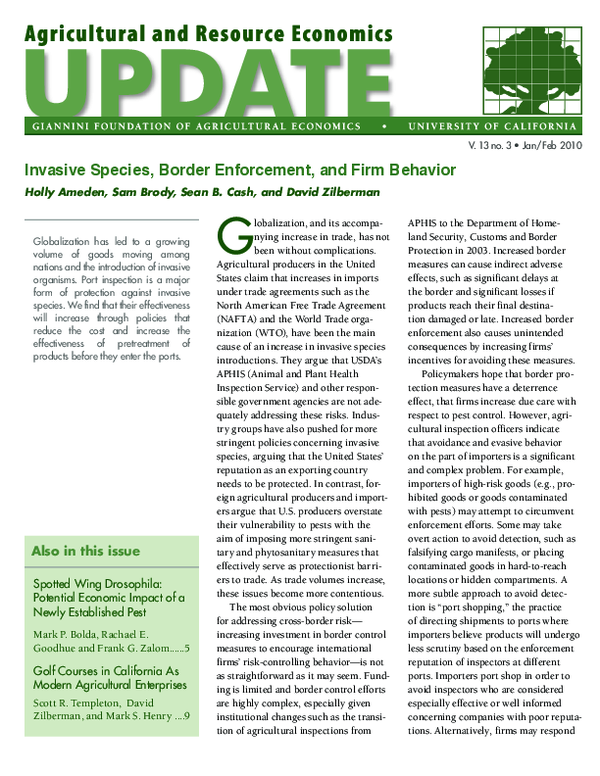 (PDF) Invasive Species, Border Enforcement, and Firm Behavior