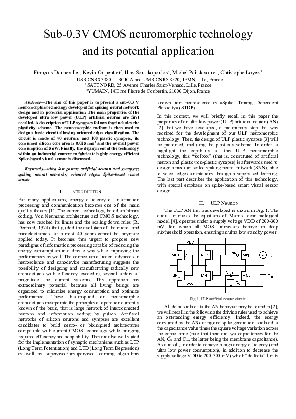 (PDF) Sub-0.3V CMOS neuromorphic technology and its potential application