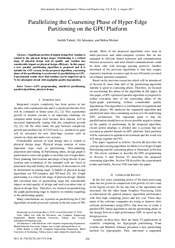 (PDF) Parallelizing the Coarsening Phase of Hyper-Edge Partitioning on the GPU Platform