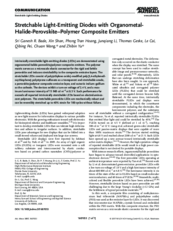 (PDF) Stretchable Light-Emitting Diodes with Organometal-Halide ...