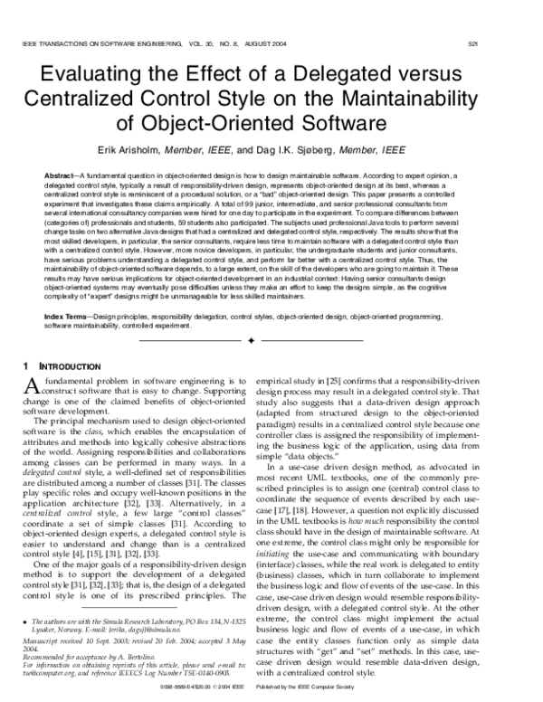 Pdf Evaluating The Effect Of A Delegated Versus Centralized Control Style On The