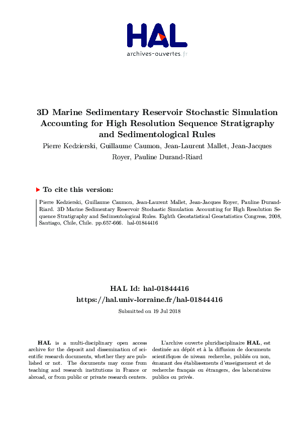 (PDF) 3D Marine Sedimentary Reservoir Stochastic Simulation Accounting for High Resolution ...