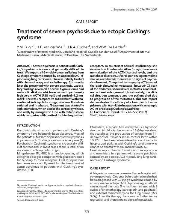 (PDF) Treatment of severe psychosis due to ectopic Cushing’s syndrome