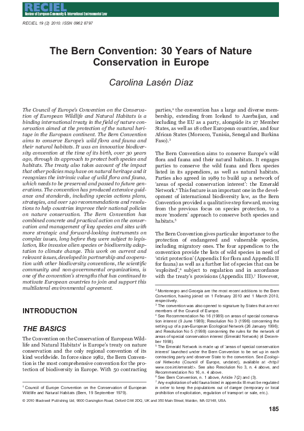 (PDF) The Bern Convention: 30 Years of Nature Conservation in Europe
