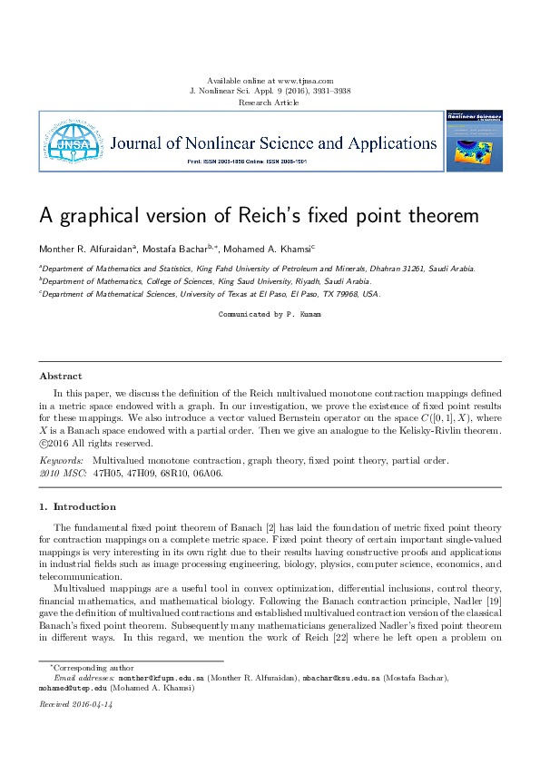 (PDF) A graphical version of Reichs fixed point theorem
