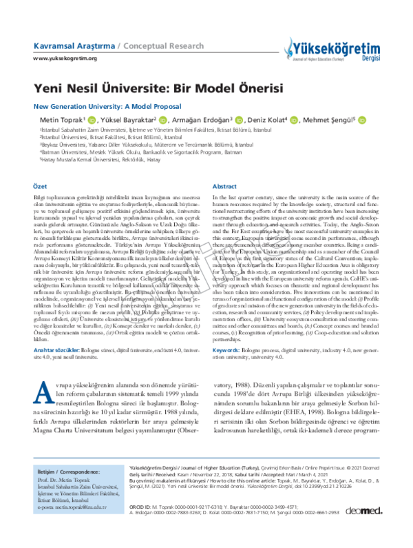 (PDF) New Generation University: A Model Proposal