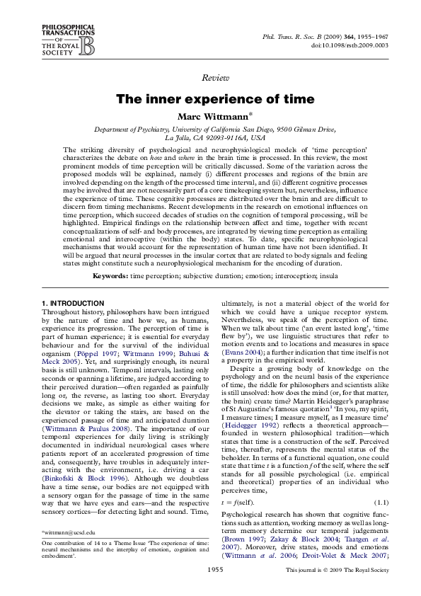 (PDF) The inner experience of time