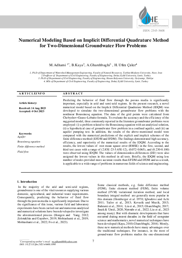 Pdf Numerical Modeling Based On Implicit Differential Quadrature Method For Two Dimensional