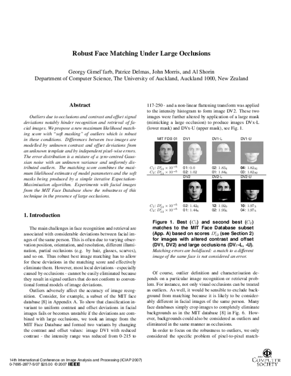(PDF) Robust Face Matching Under Large Occlusions
