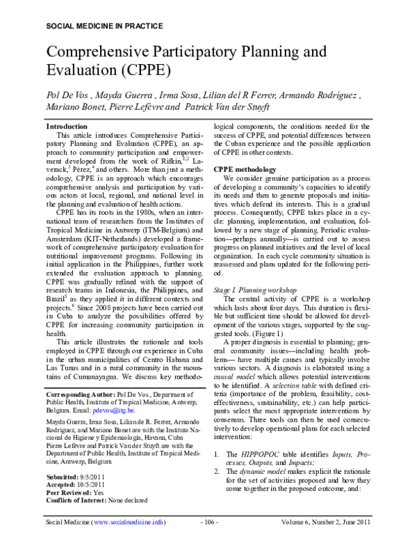 (PDF) Comprehensive participatory planning and evaluation (CPPE)