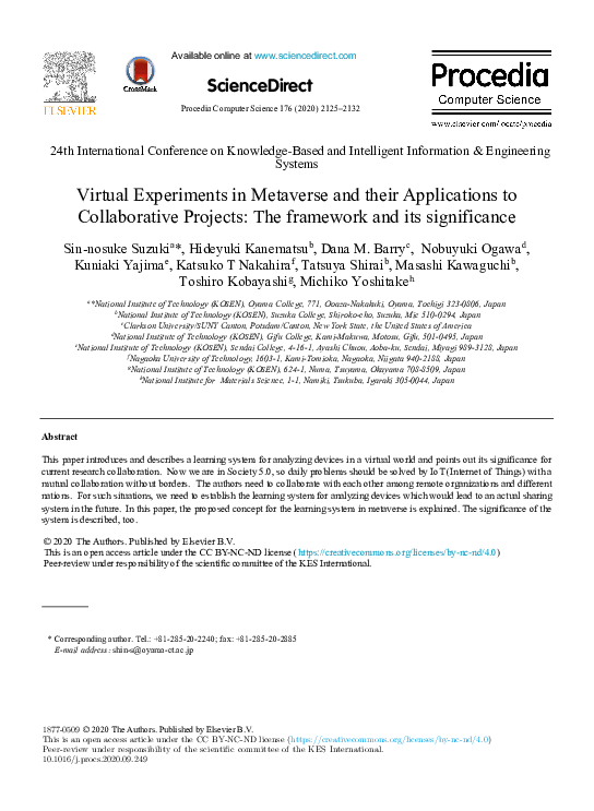 (PDF) Virtual Experiments in Metaverse and their Applications to Collaborative Projects: The ...