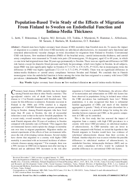(PDF) Population-based twin study of the effects of migration from Finland