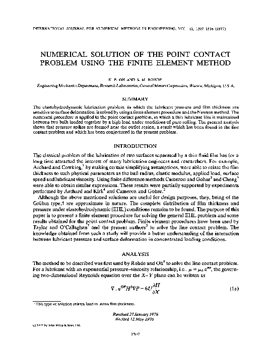 (PDF) Numerical solution of the point contact problem using the finite ...