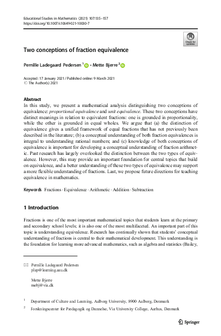 (PDF) Two conceptions of fraction equivalence