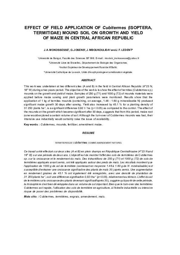 (PDF) Effect of field application of Cubitermes (Isoptera,TerMImitidae ...