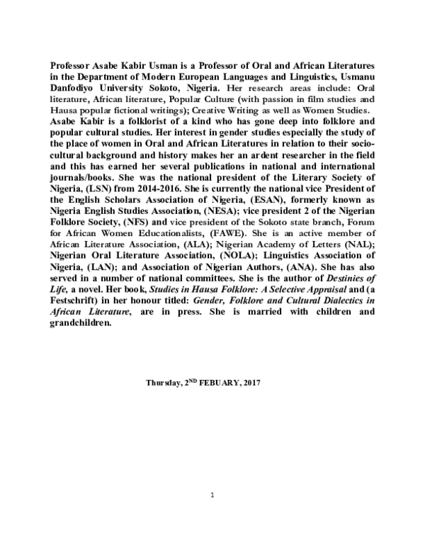 (PDF) Asabe Final Copy of Inaugural Lecture1