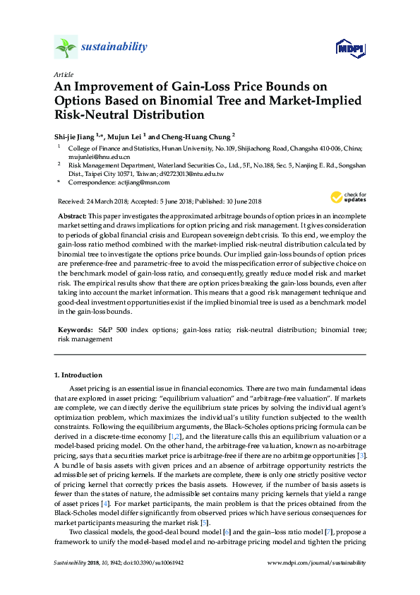 (PDF) An Improvement of Gain-Loss Price Bounds on Options Based on ...