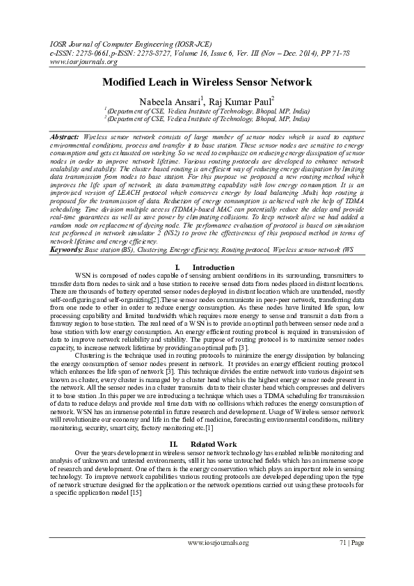 (PDF) Modified Leach in Wireless Sensor Network