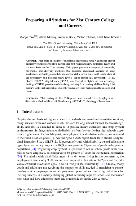 (PDF) Preparing All Students for 21st Century College and Careers