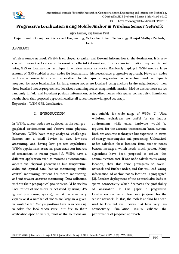 (PDF) Progressive Localization using Mobile Anchor in Wireless Sensor Network