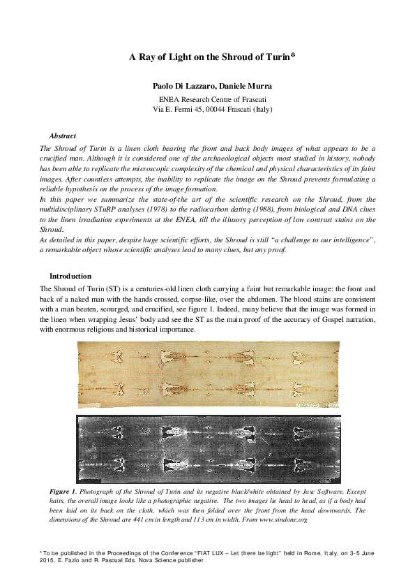 (PDF) A Ray of Light on the Shroud of Turin