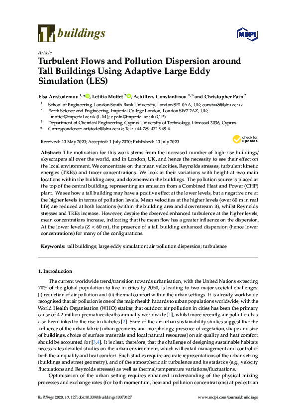 (PDF) Turbulent Flows and Pollution Dispersion around Tall Buildings Using Adaptive Large Eddy ...