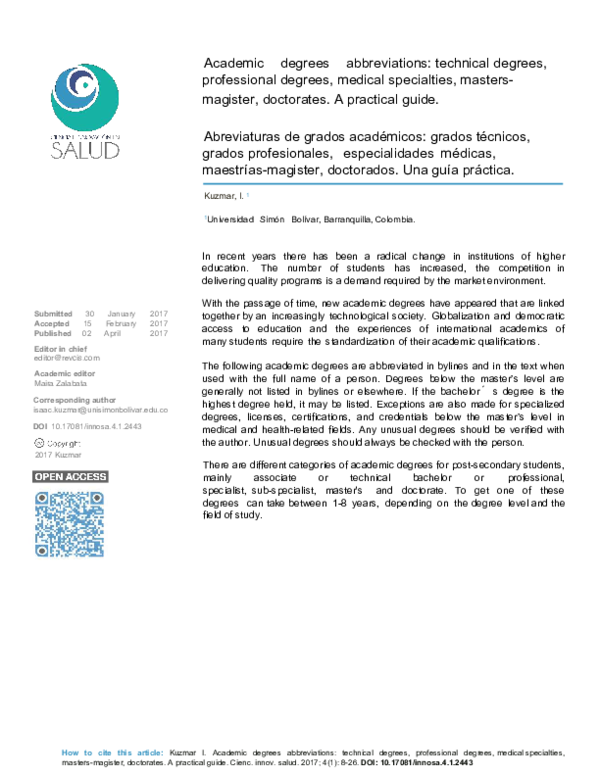 (PDF) Abreviaturas de Grados Académicos: Grados Técnicos, Grados ...