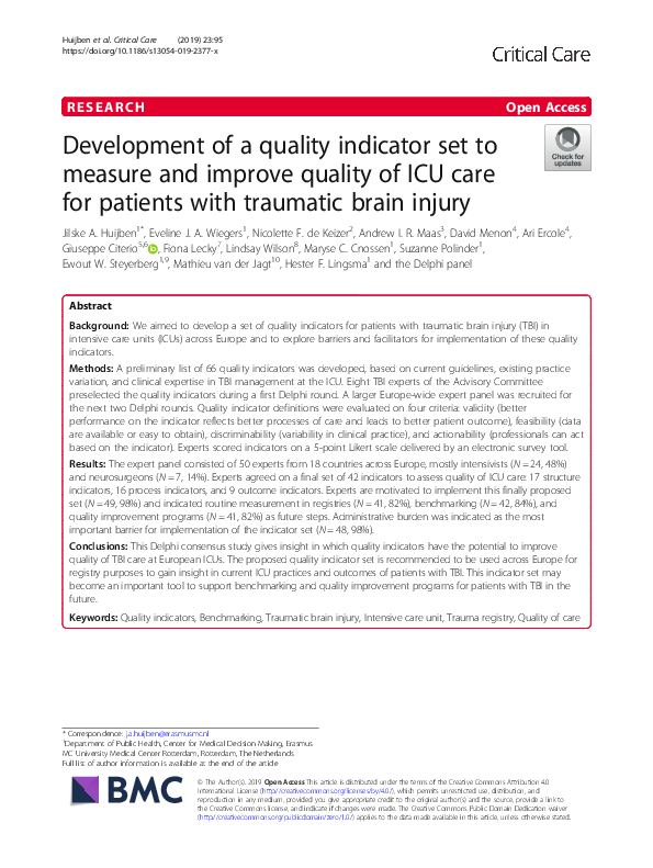 (PDF) Development of a quality indicator set to measure and improve ...