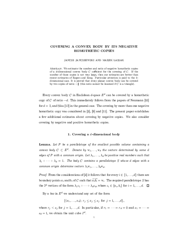 (PDF) Covering a plane convex body with negative homothetical copies