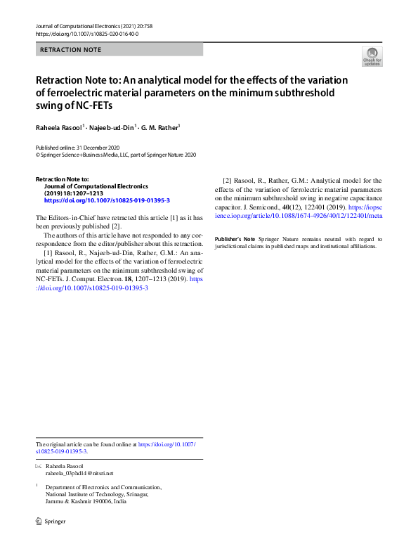 (PDF) Retraction Note to: An analytical model for the effects of the variation of ferroelectric ...