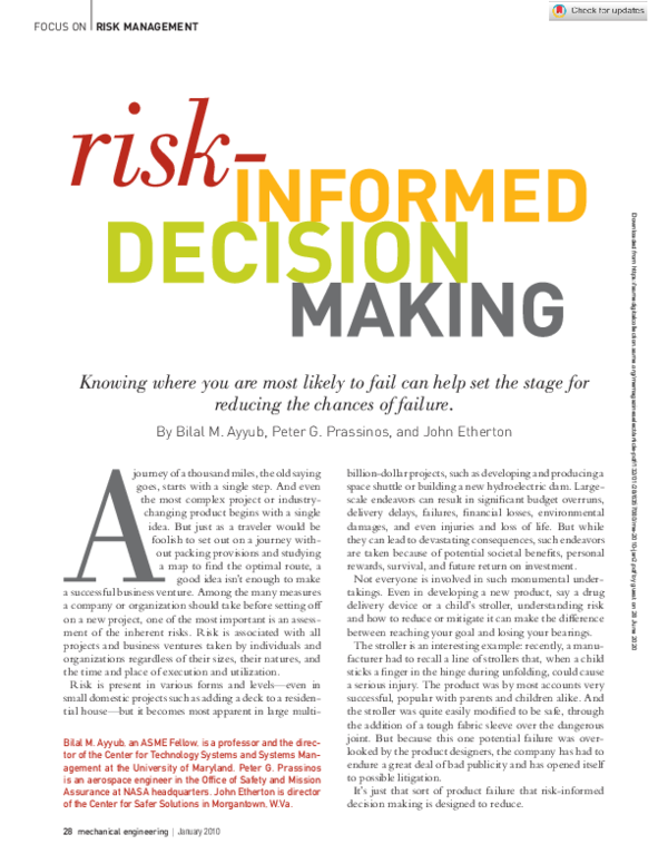 (PDF) Risk-informed Decision Making