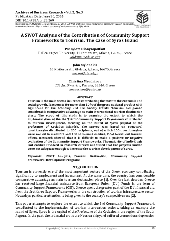 (PDF) A SWOT Analysis of the Contribution of Community Support ...